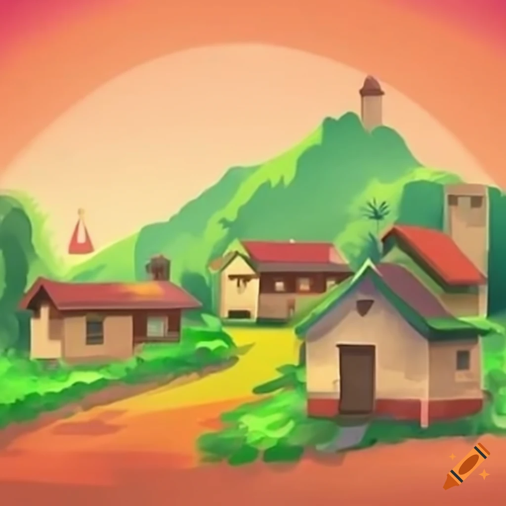 Village scenery on Craiyon