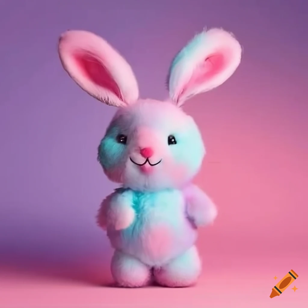 Cute fluffy bunny made of cotton candy smiling on Craiyon