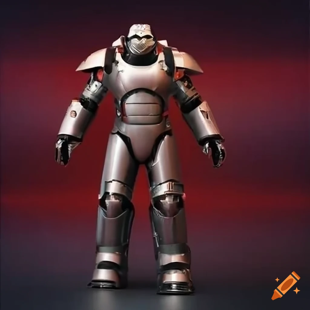 Full body power armor made of red crystals with jet pack turbines on ...