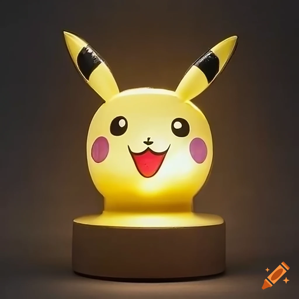 Kawaii Pikachu-themed lighted lamp on Craiyon