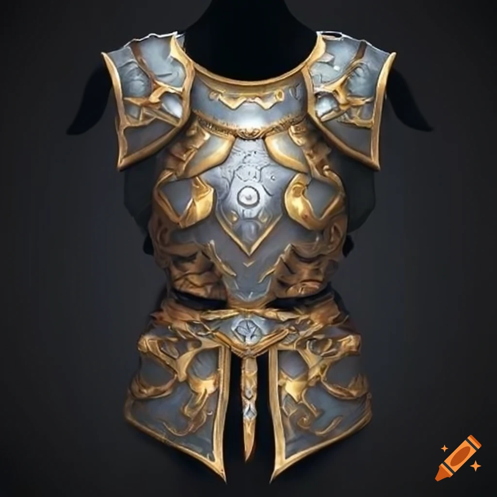 Front view of adorned magic armor on Craiyon