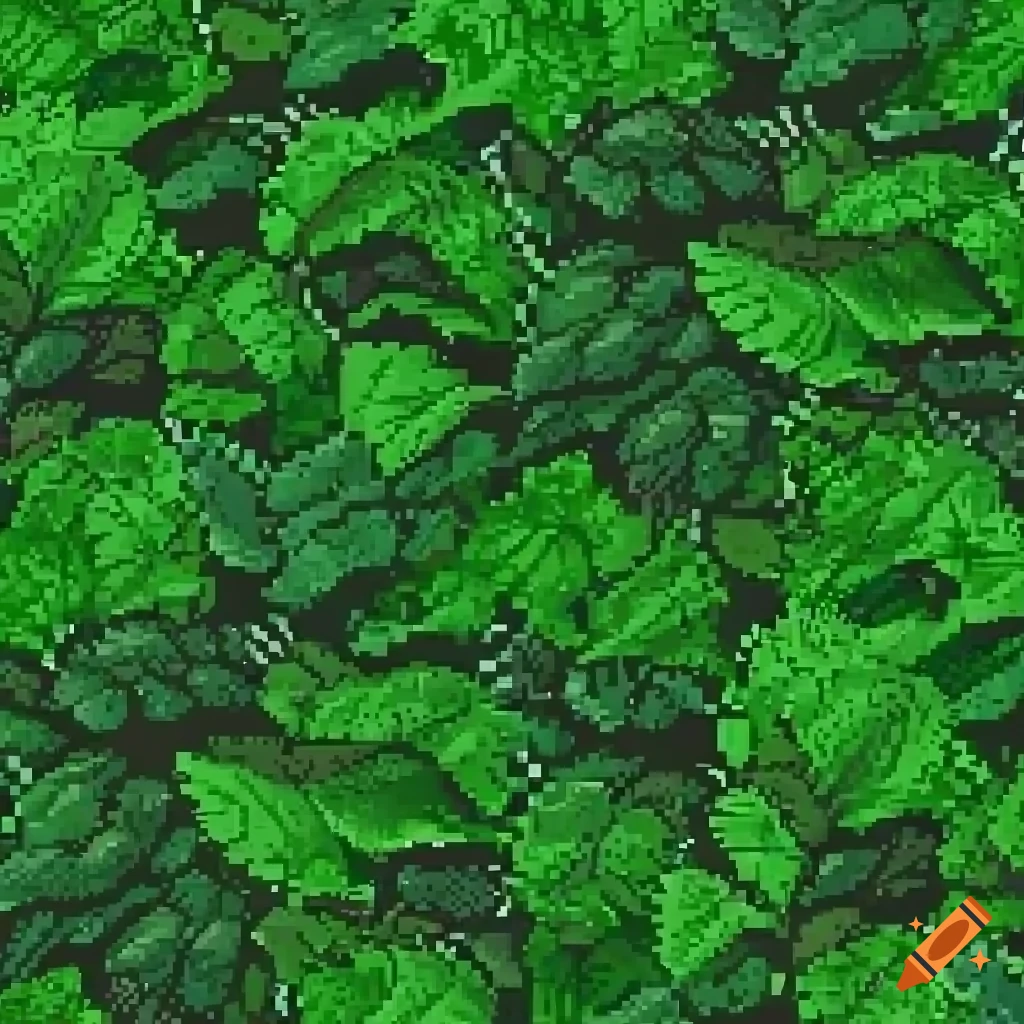 Green foliage texture in detailed pixel art style on Craiyon