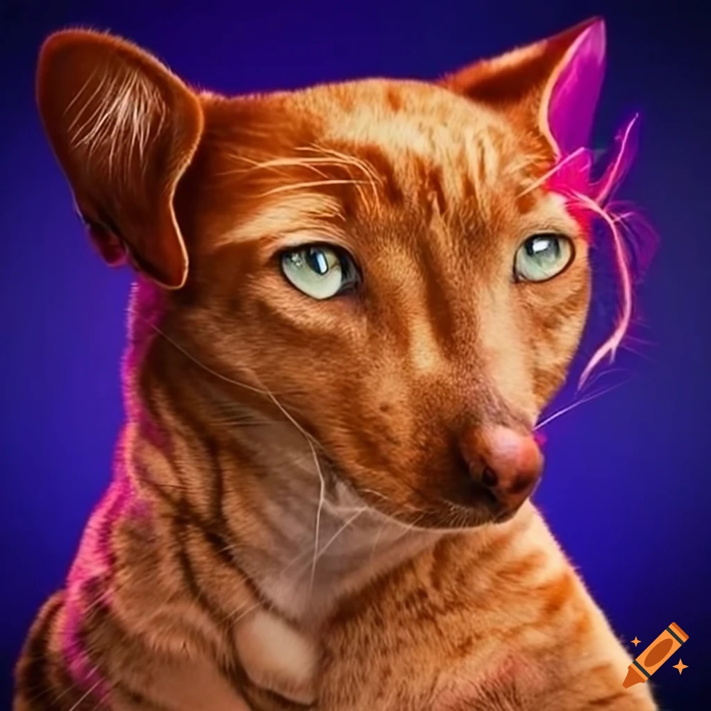 Half cat and half dog hybrid on Craiyon