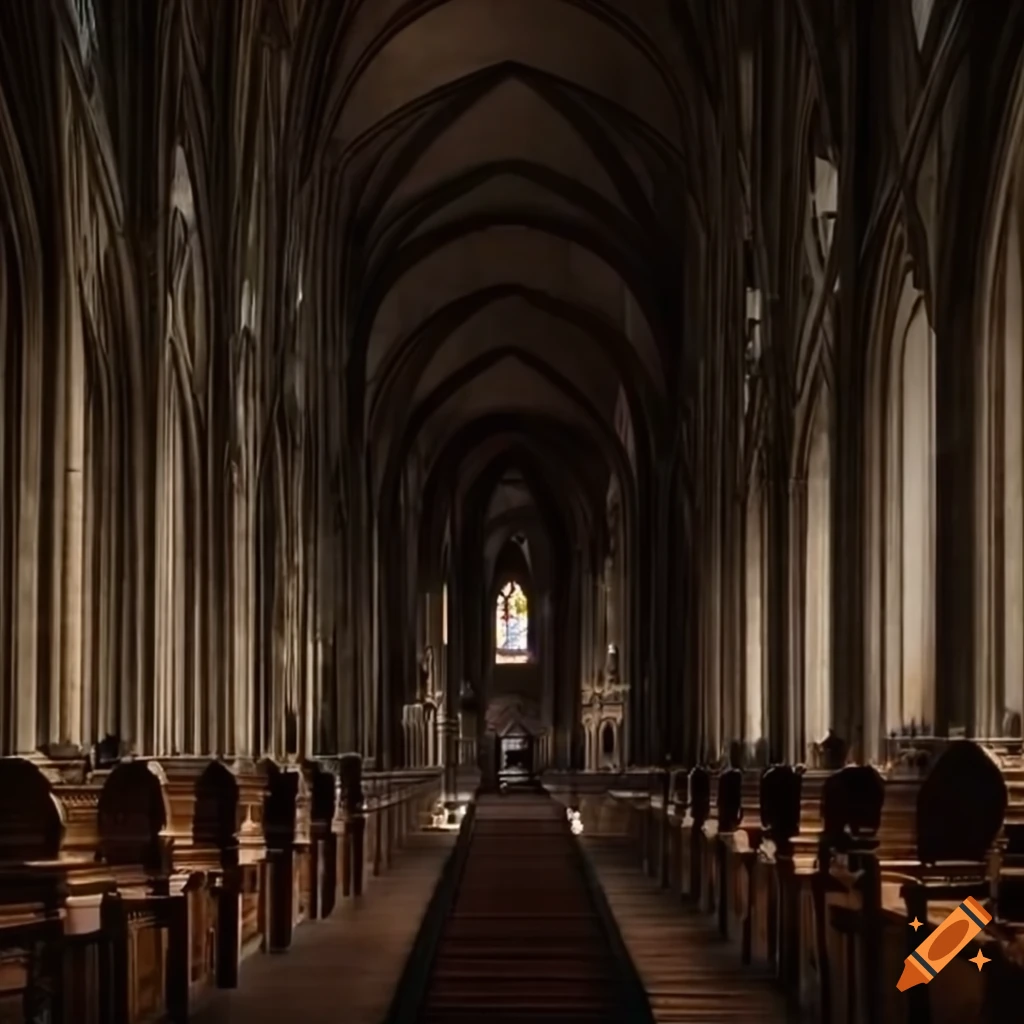 Empty cathedral interior on Craiyon