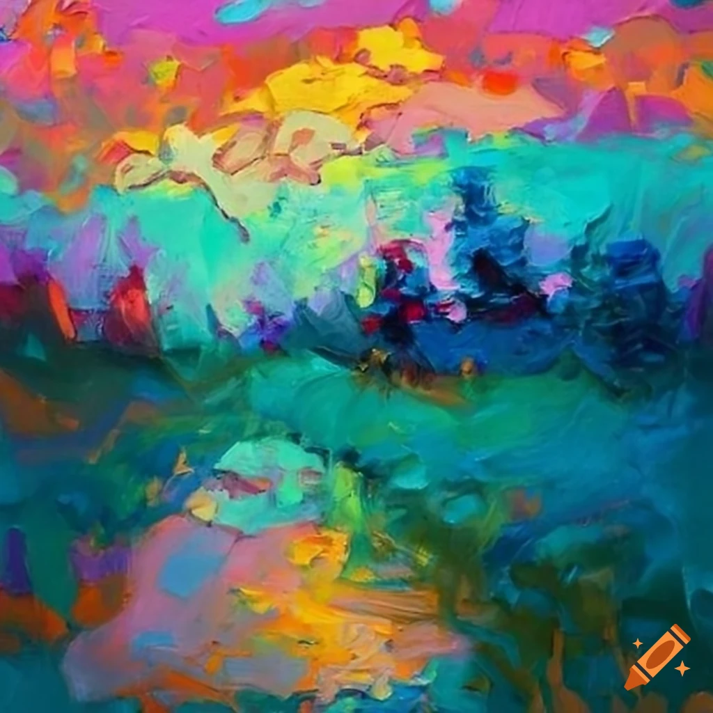 Abstract impressionist landscape painting on Craiyon