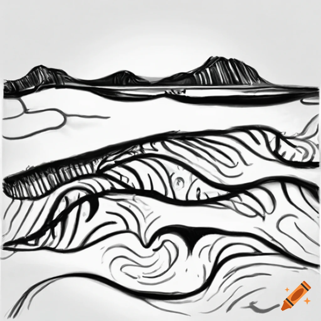 Reflection of waves on a shore on Craiyon