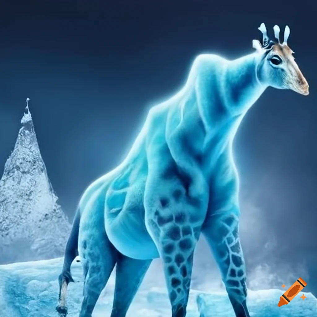Ice giraffe sculpture on Craiyon