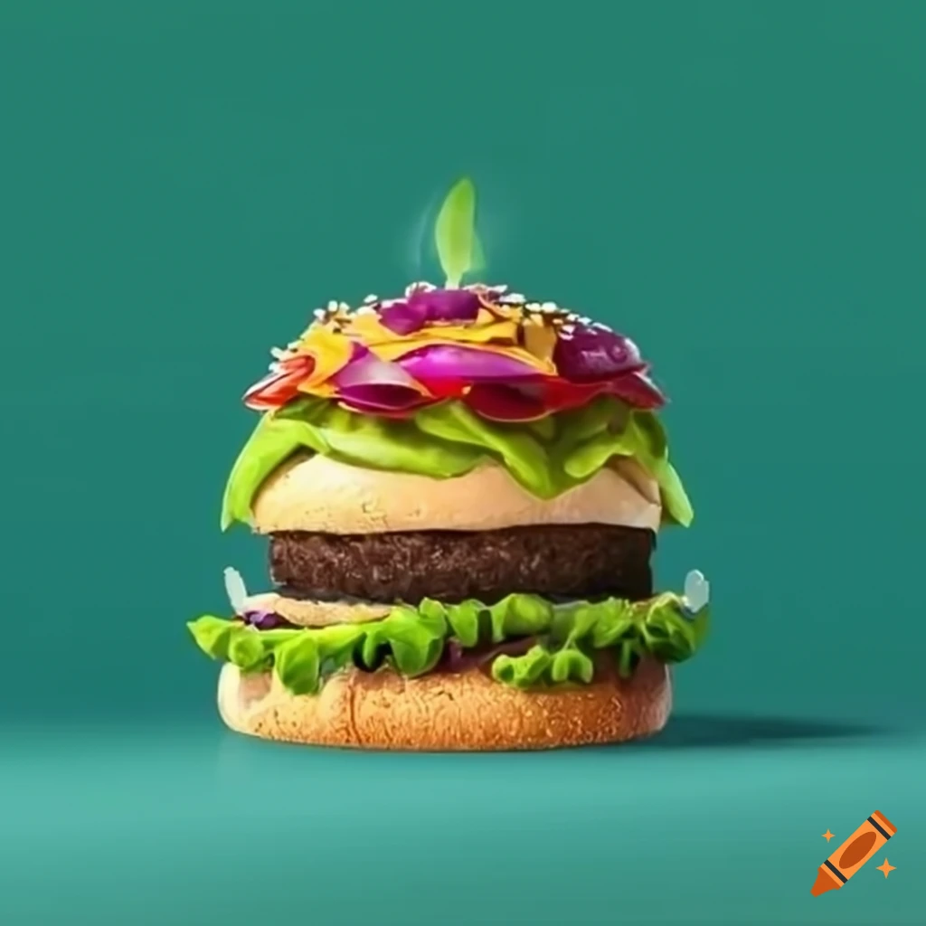 Elemental burger made of earth elements in a spring setting on Craiyon