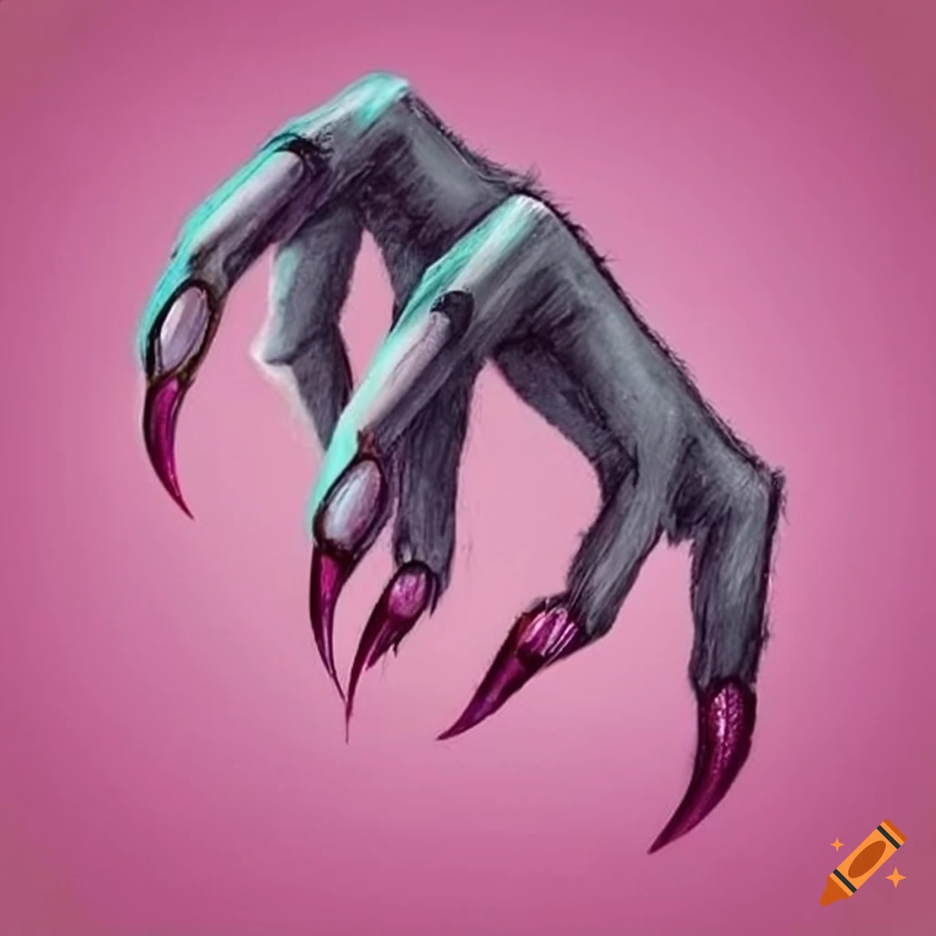 Grey long claws with pink scratches on Craiyon