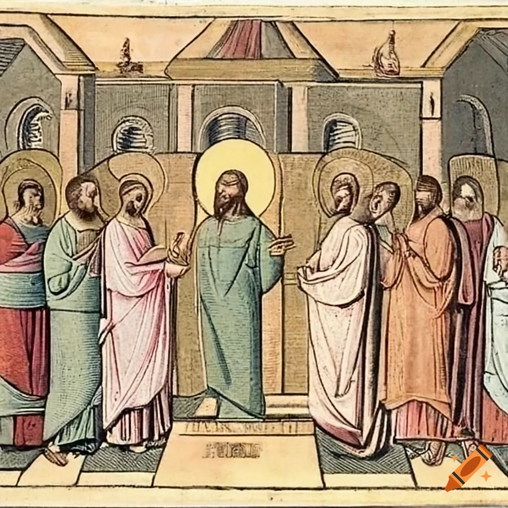 Representation of the genealogy of jesus christ from adam to himself on ...