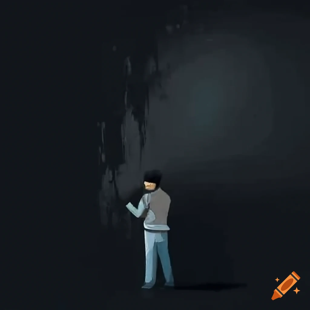 Street writer spraypainting a wall with black paint on Craiyon