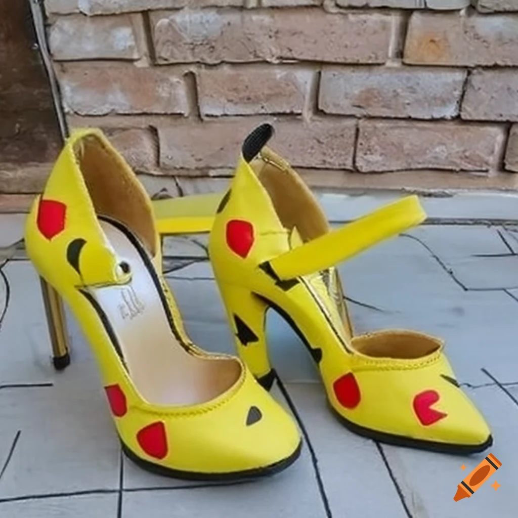 Stylish Pikachu-themed lady's heels with cute design and ears on Craiyon