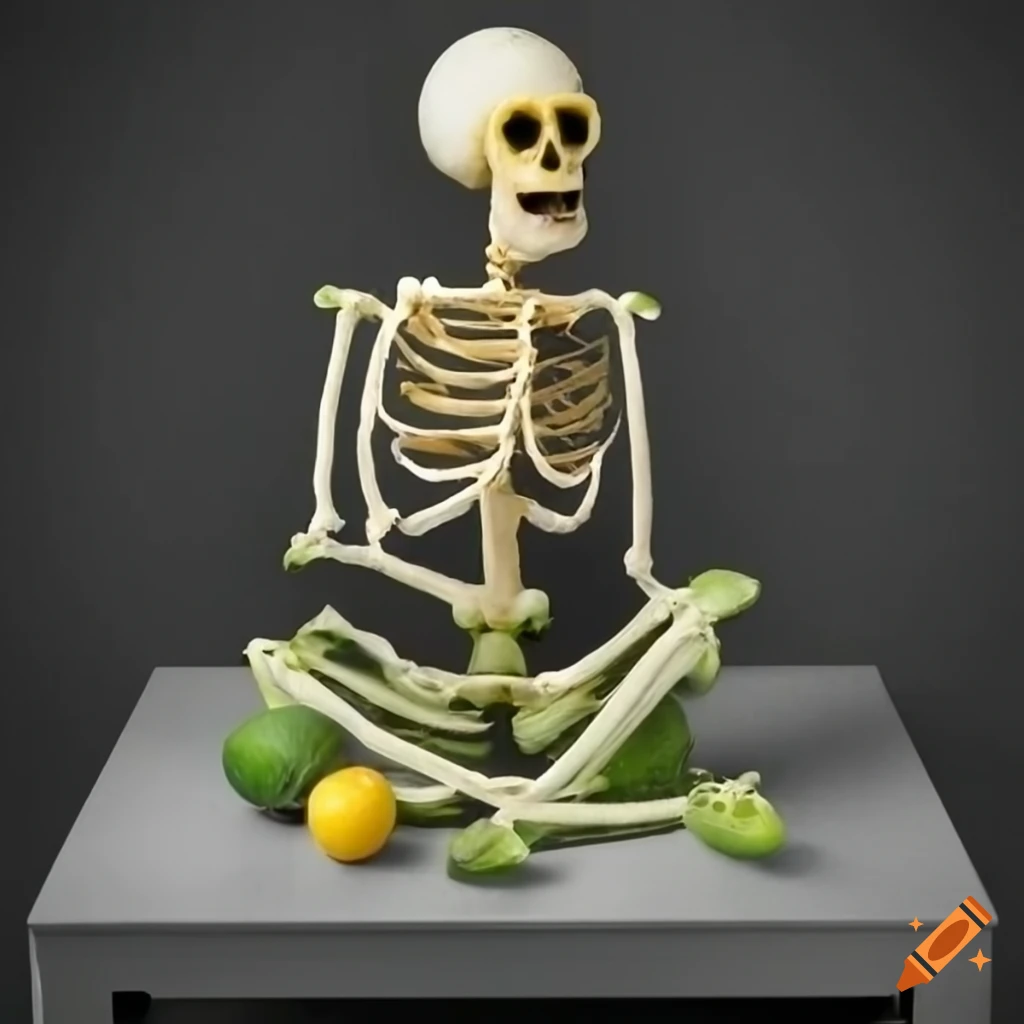 Skeleton sculpture made of cucumbers on Craiyon