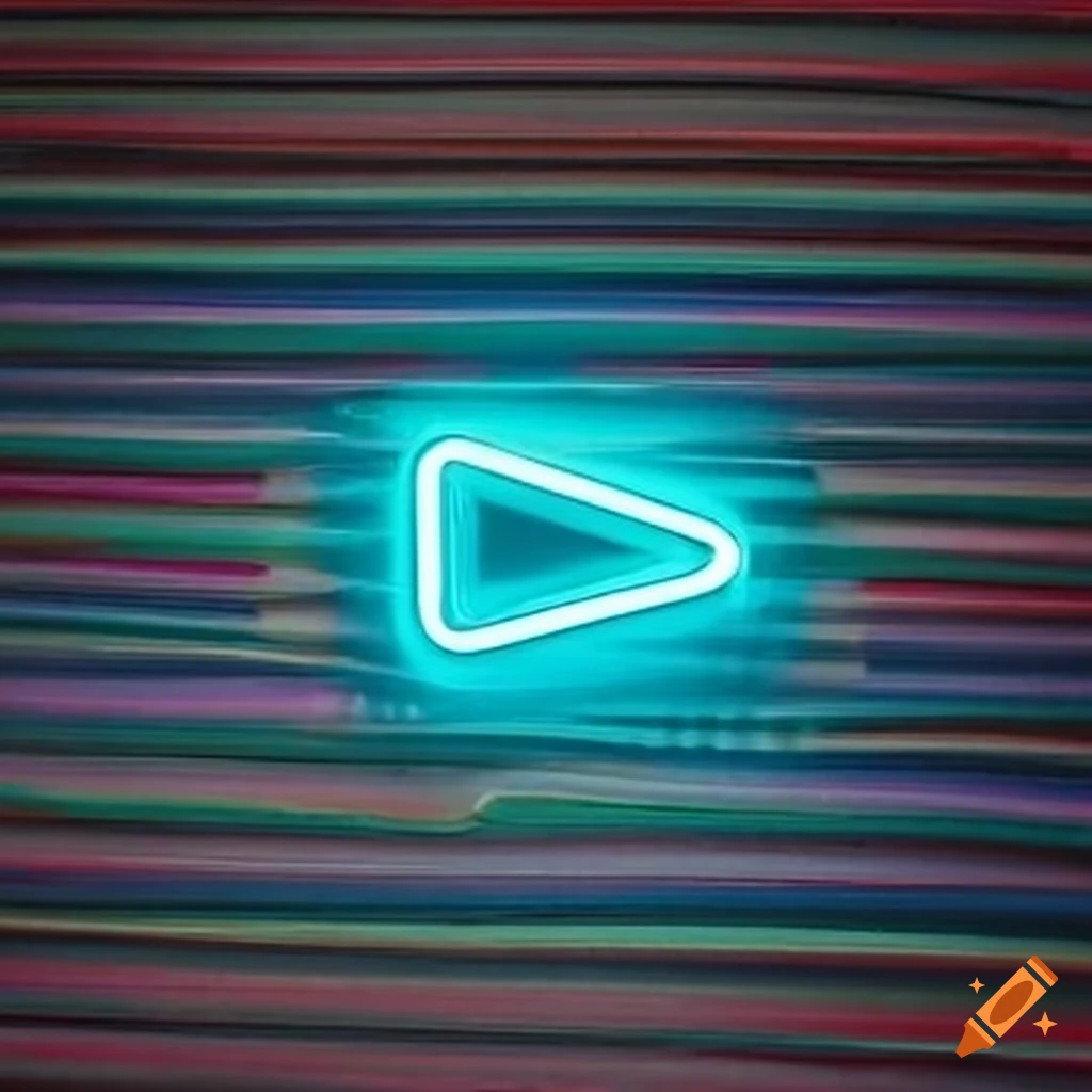 Neon sign of a rewind button on Craiyon