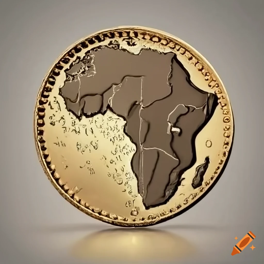 Africa continent depicted in a gold coin on Craiyon