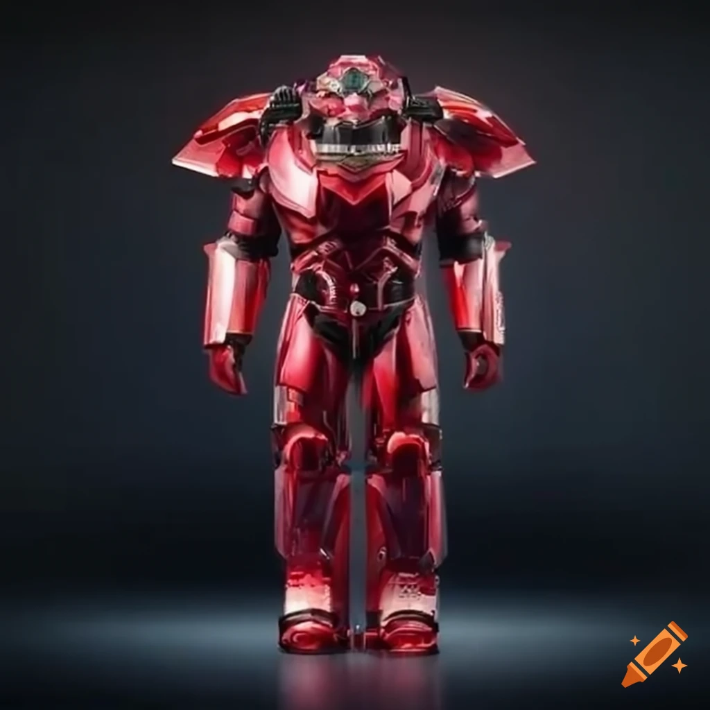Full body power armor made of red crystals with jet pack turbines on ...