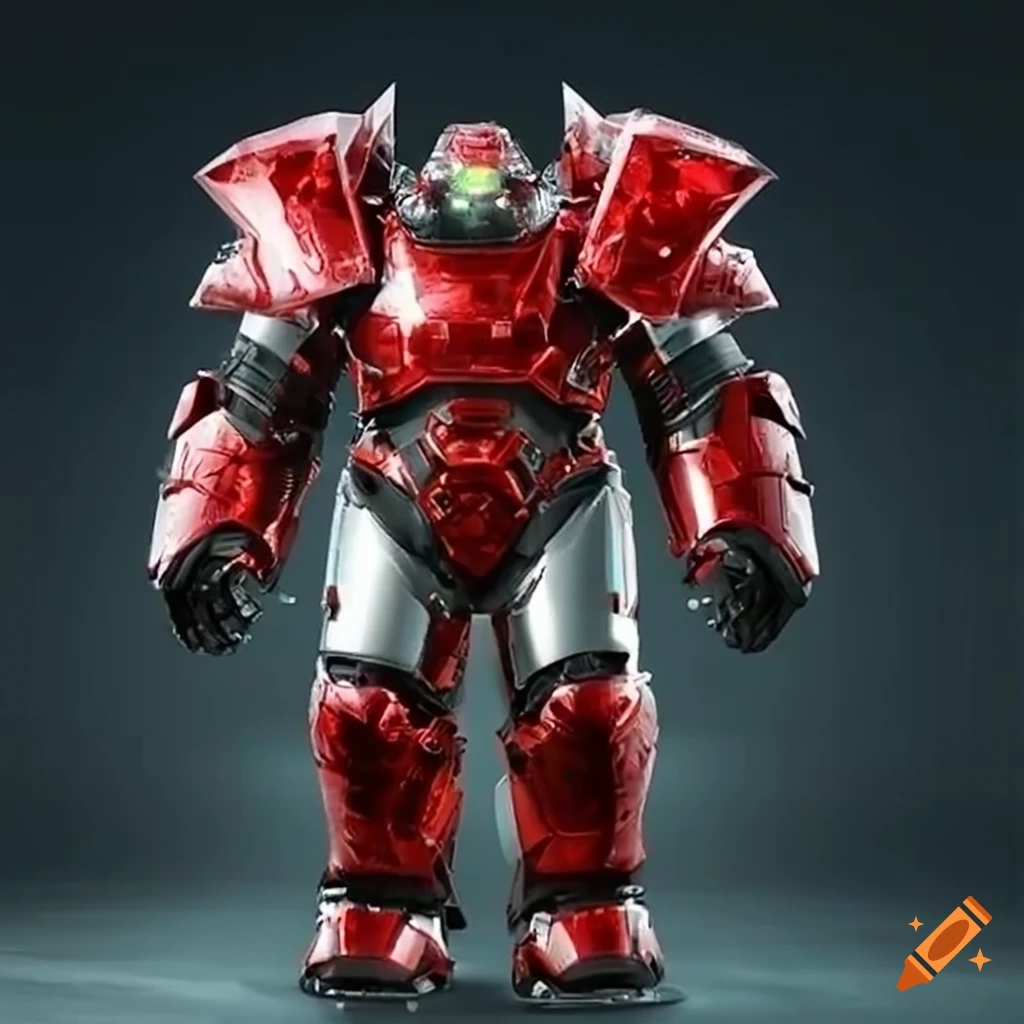 Red crystal power armor with jet pack turbines on Craiyon