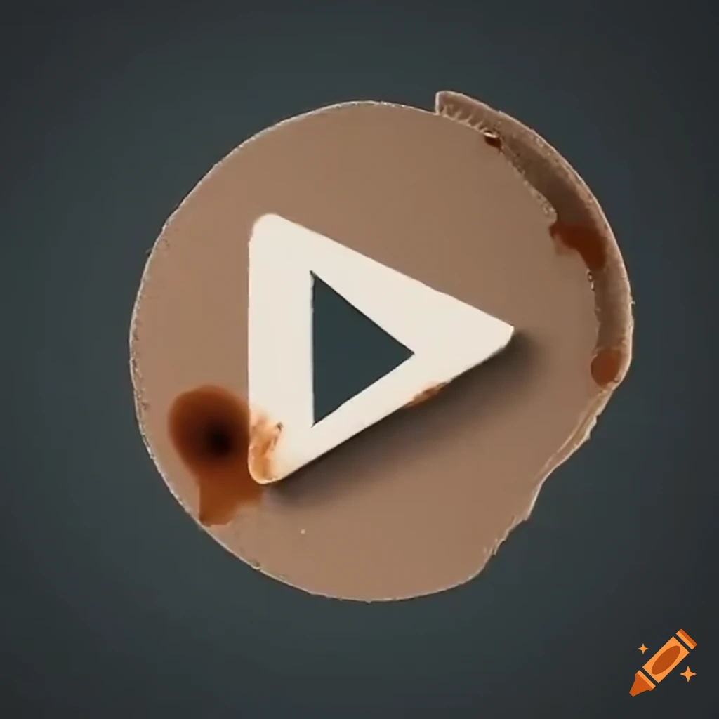 Cardboard youtube play button with coffee ring stain on Craiyon