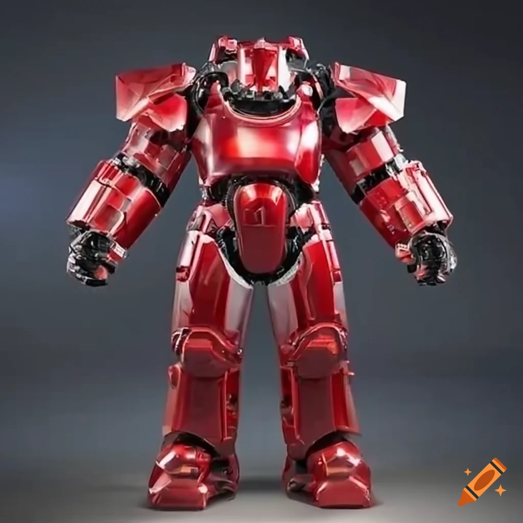 Red crystal power armor with jet pack turbines on Craiyon