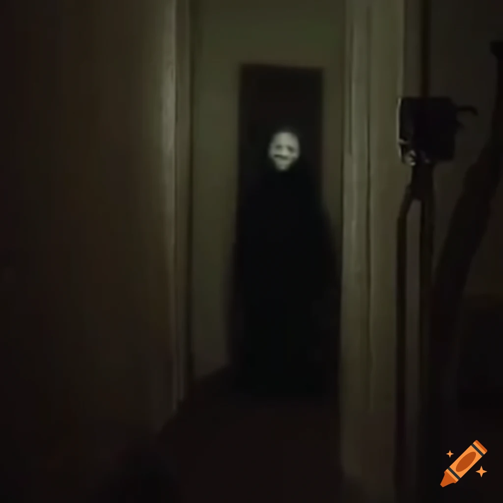 Eerie creepy humanoid creature staring into security camera on Craiyon