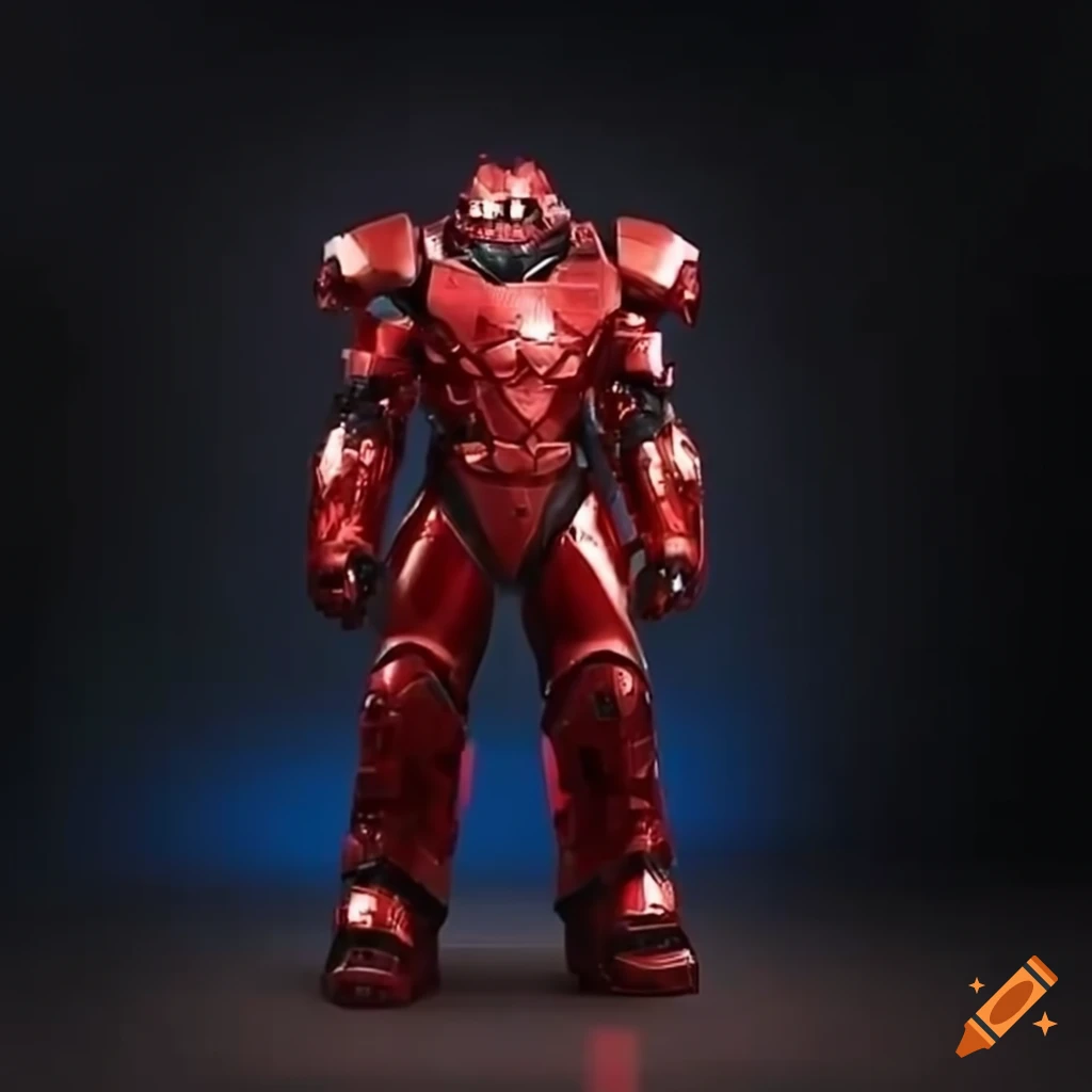 Red crystal power armor with jet pack turbines on Craiyon