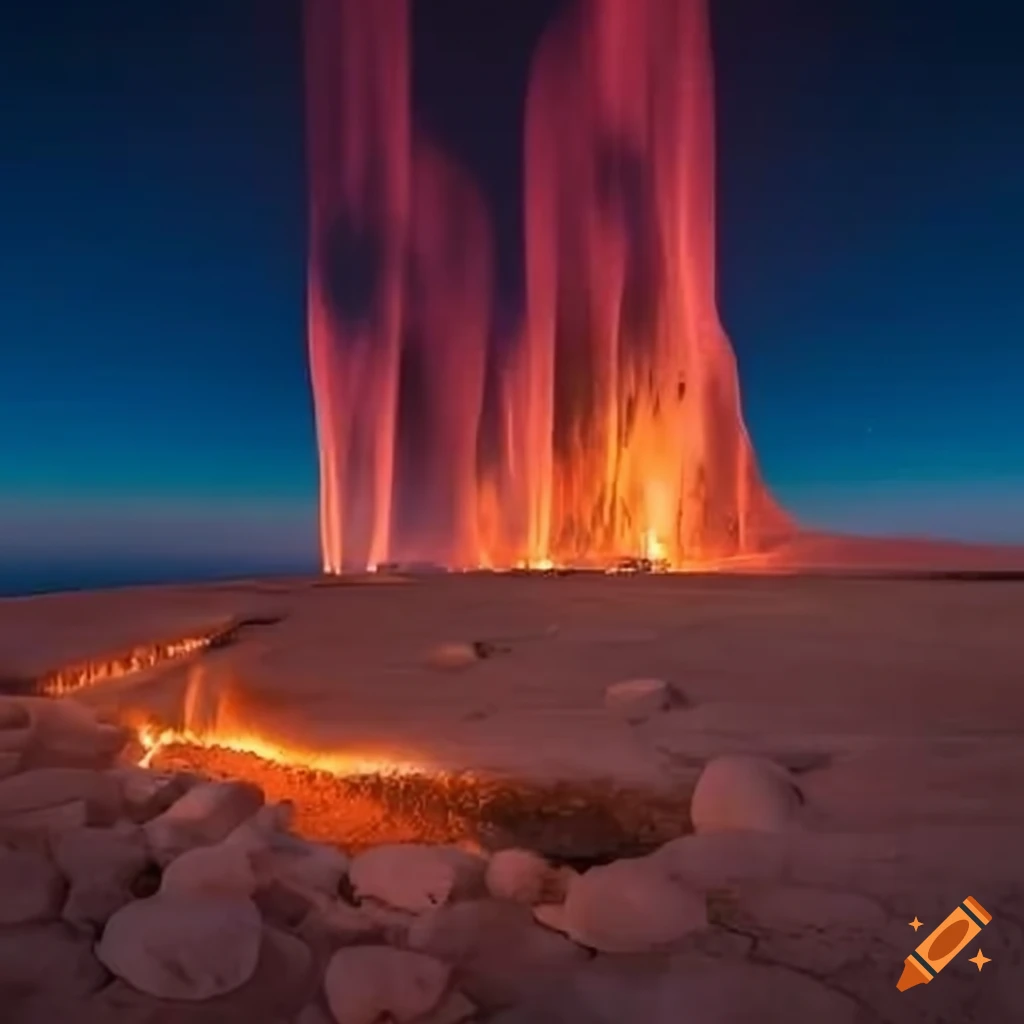 Biblical parting of the Red Sea with pillar of fire on Craiyon