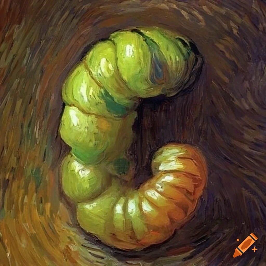 Green grub portrait by van gogh on Craiyon