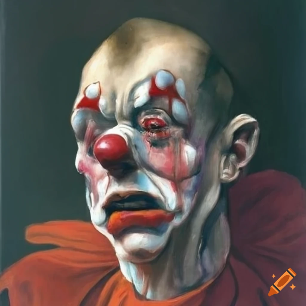 Melancholic portrait of a crying clown by francis bacon on Craiyon