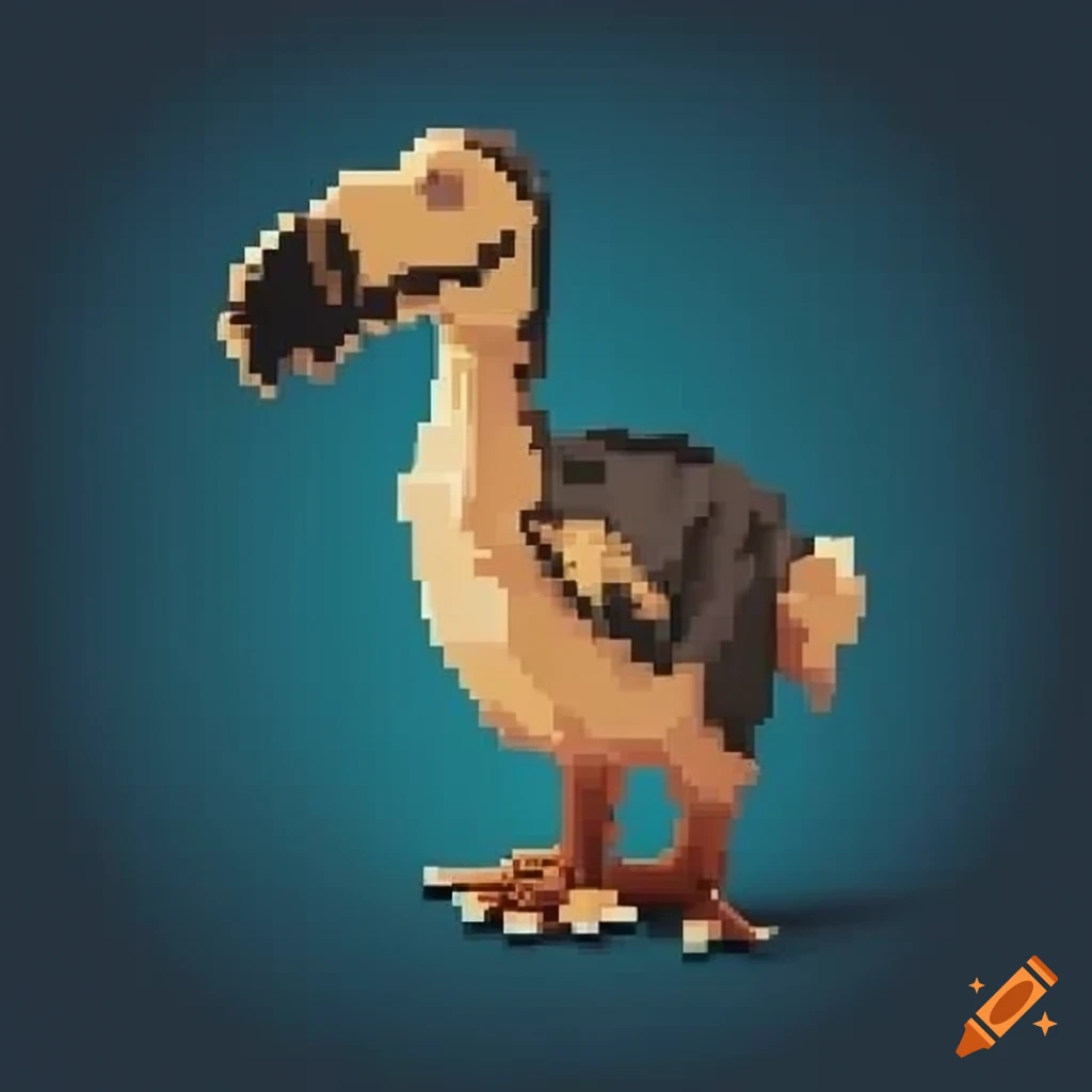 Stylized 8-bit image of an extinct dodo bird on Craiyon