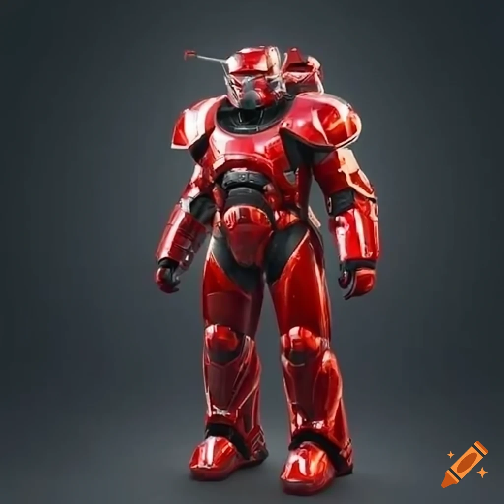 Red crystal power armor with jet pack turbines on Craiyon