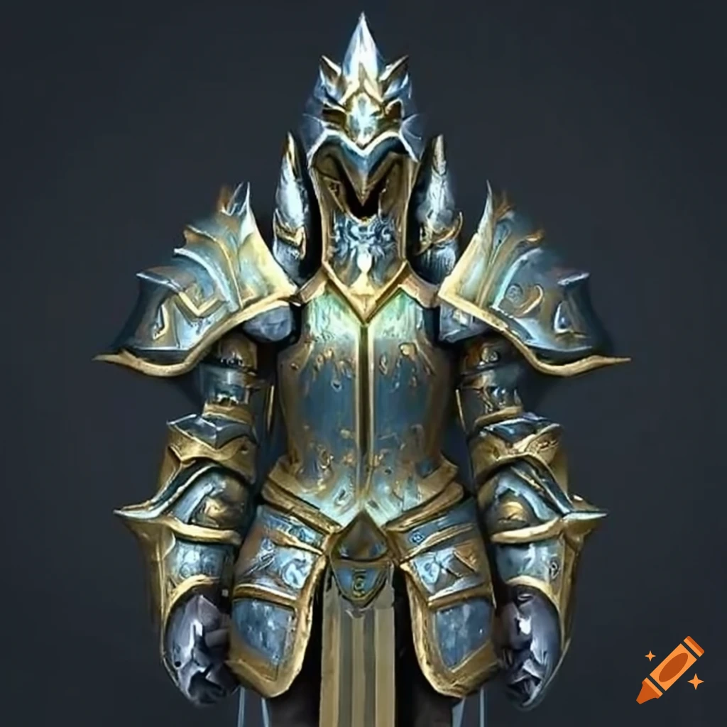Front view of exalted magic armor on Craiyon