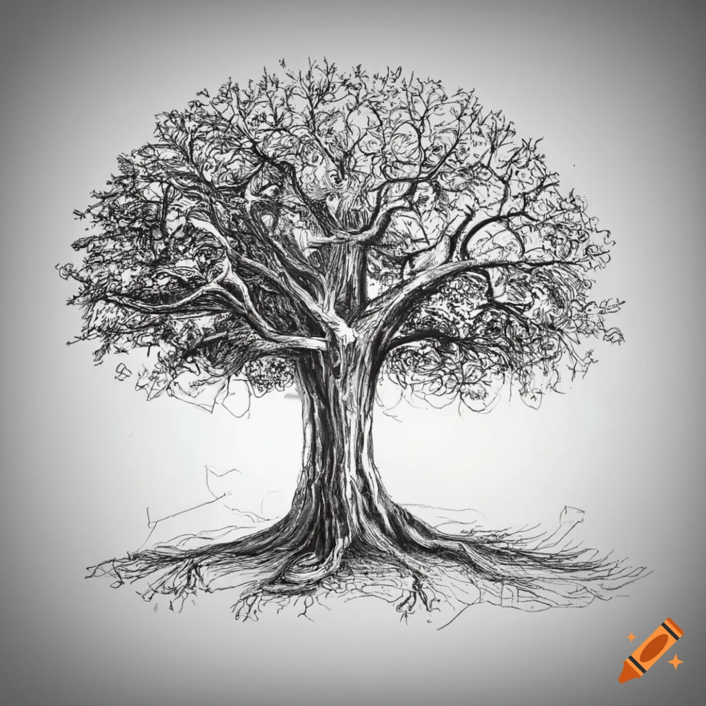 Tree with math formulas and equations instead of leaves on Craiyon