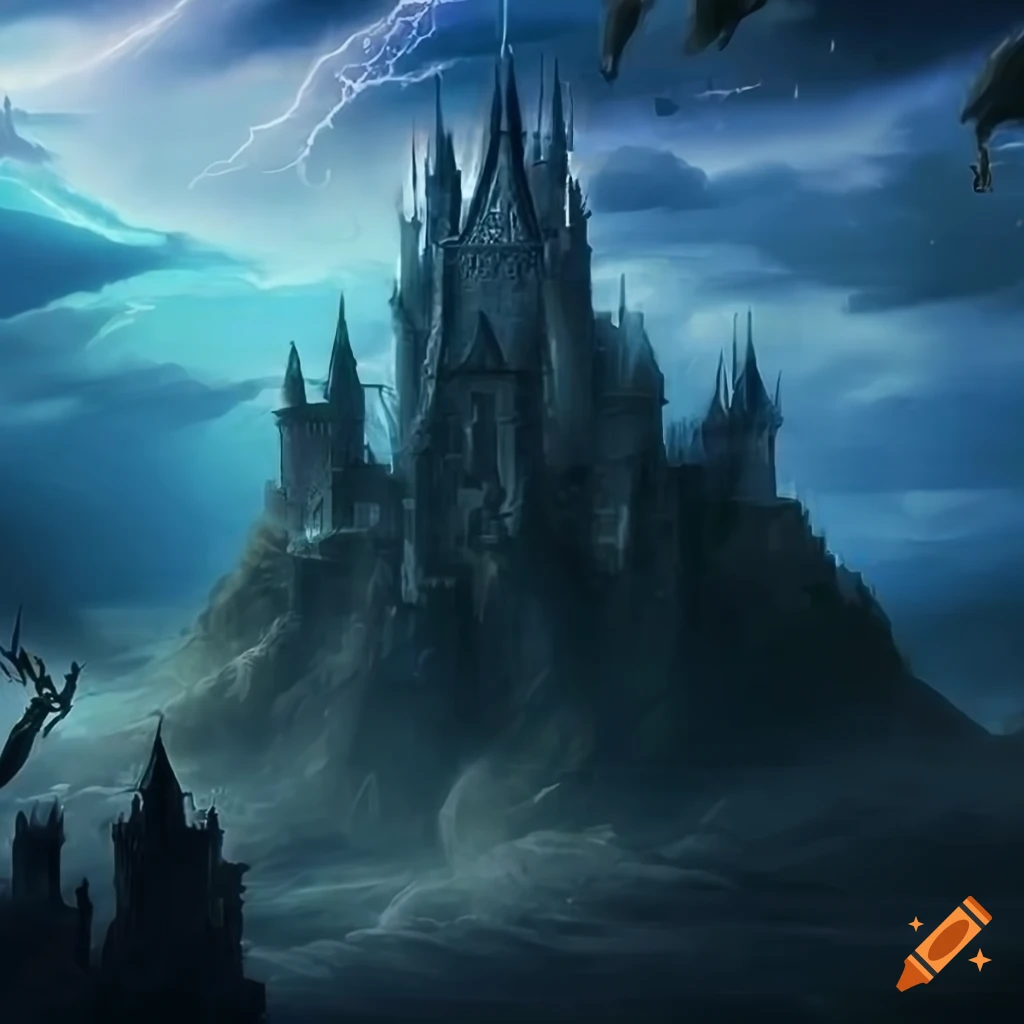 Mystic thunder castle fantasy wallpaper on Craiyon