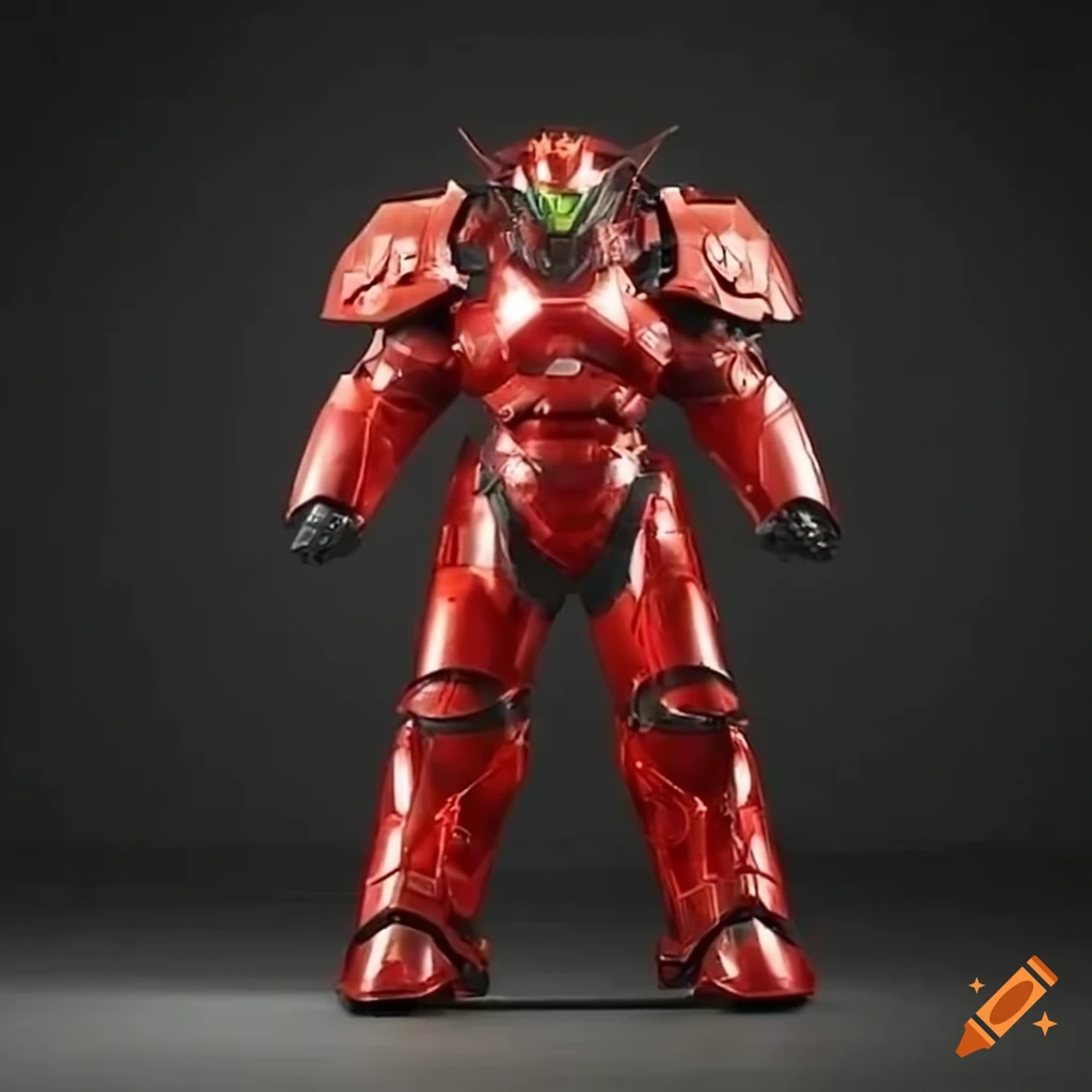 Red crystal power armor with jet pack turbines on Craiyon
