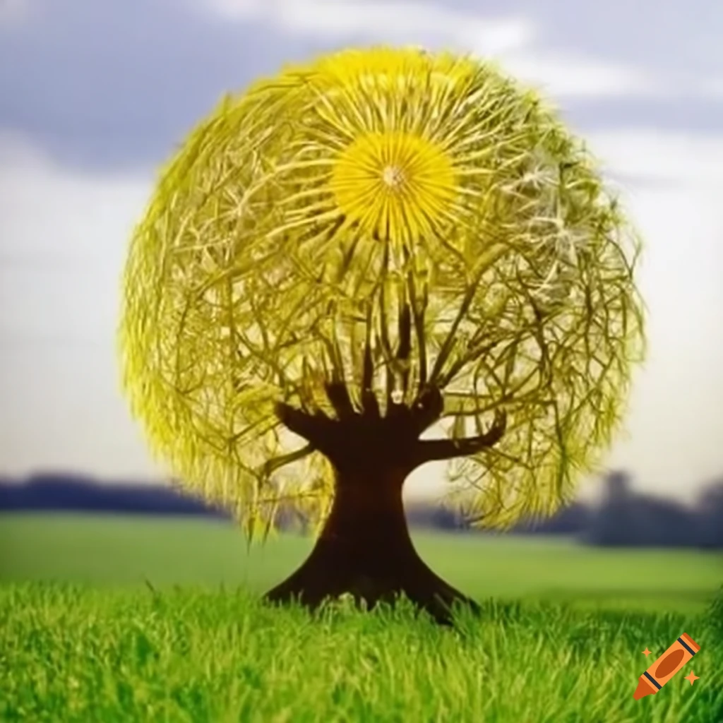 Quirky tree shaped like a dandelion on Craiyon
