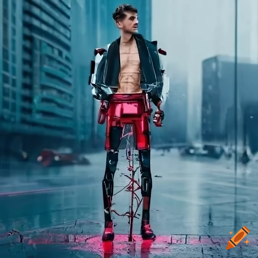 Highly detailed portrait of a skinny British male cyborg on a ...