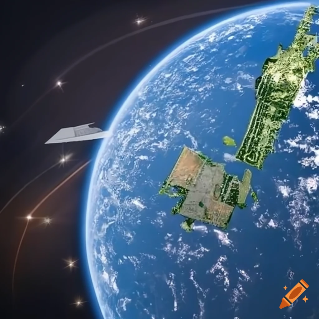 Earth with software logos flying in space on Craiyon