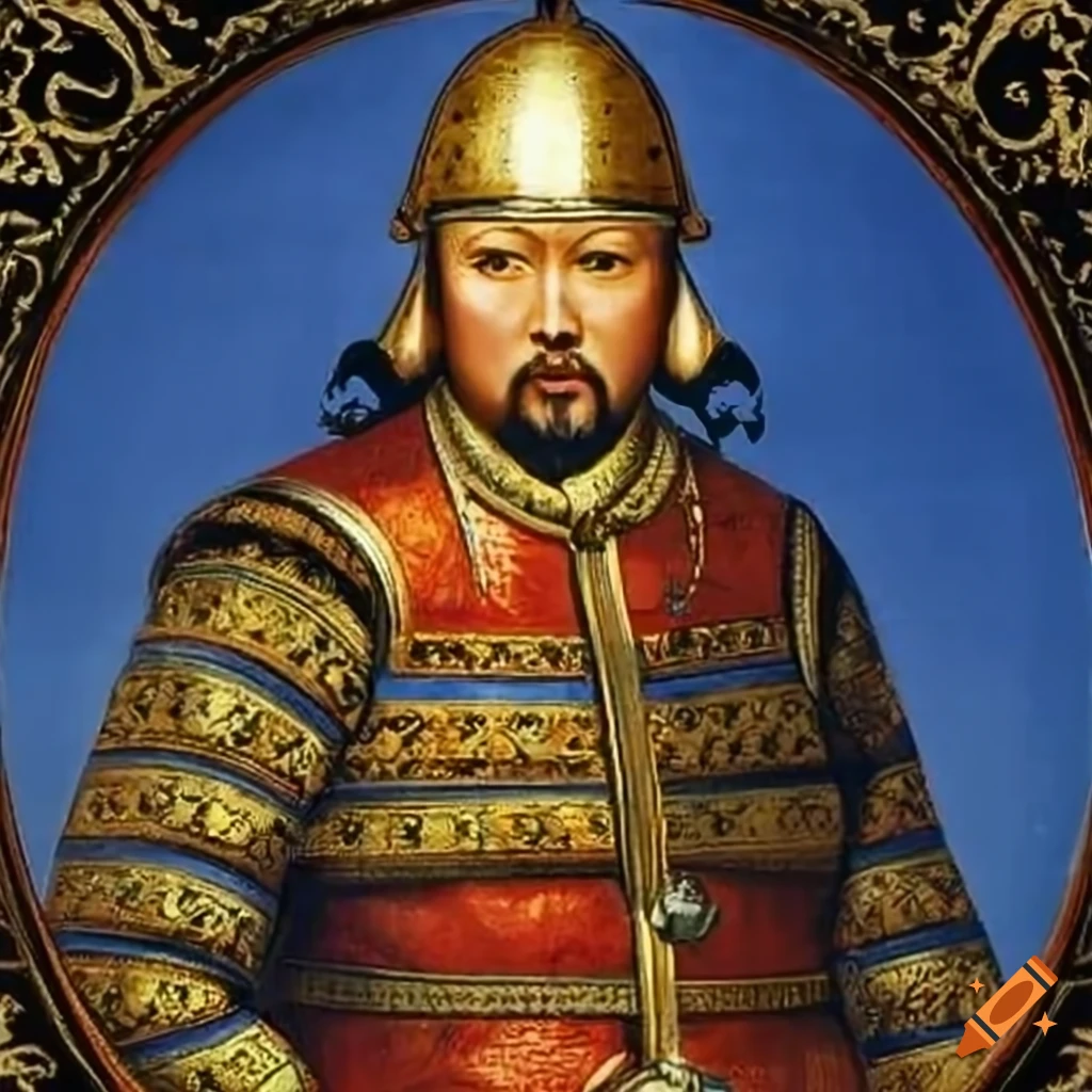 Historical scene of Tatar Khan enthroned in 1570 on Craiyon