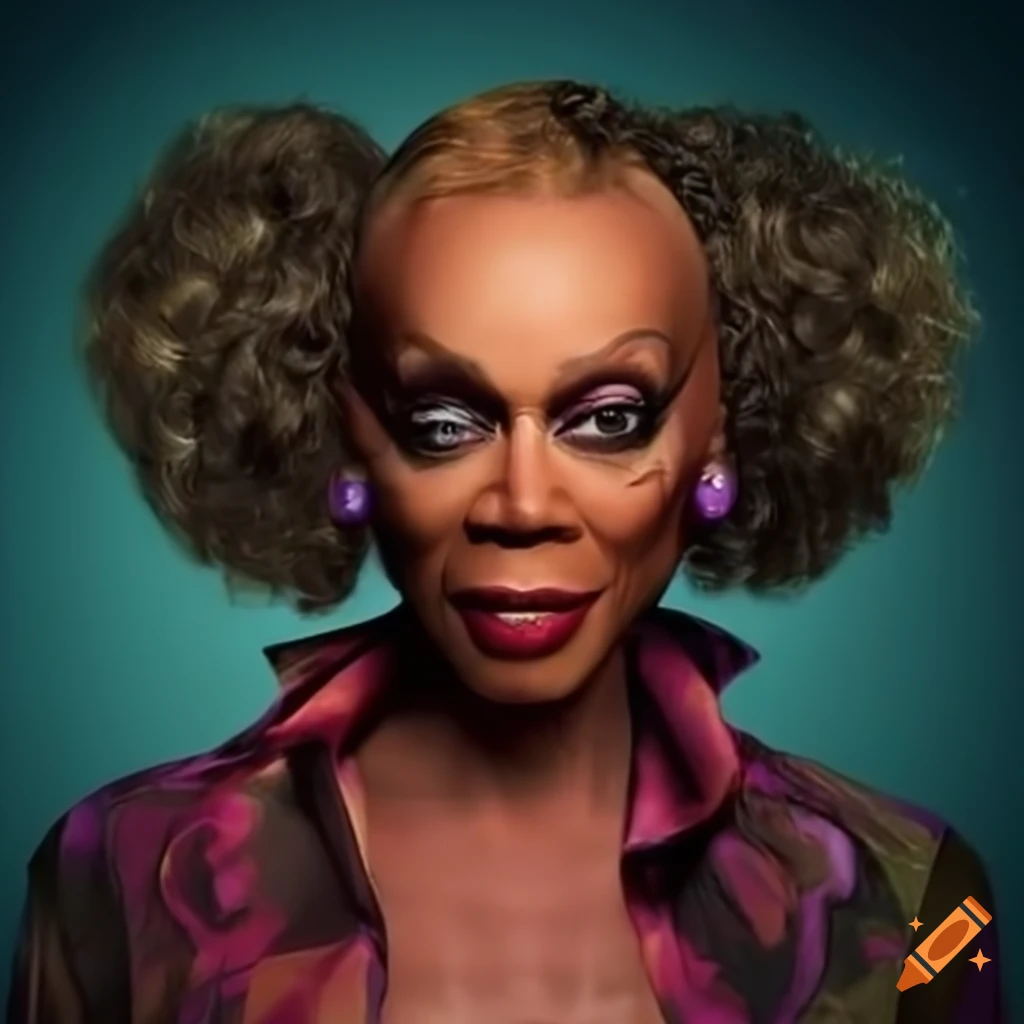 Composite picture of RuPaul's face on Rumpelstiltskin's body on Craiyon