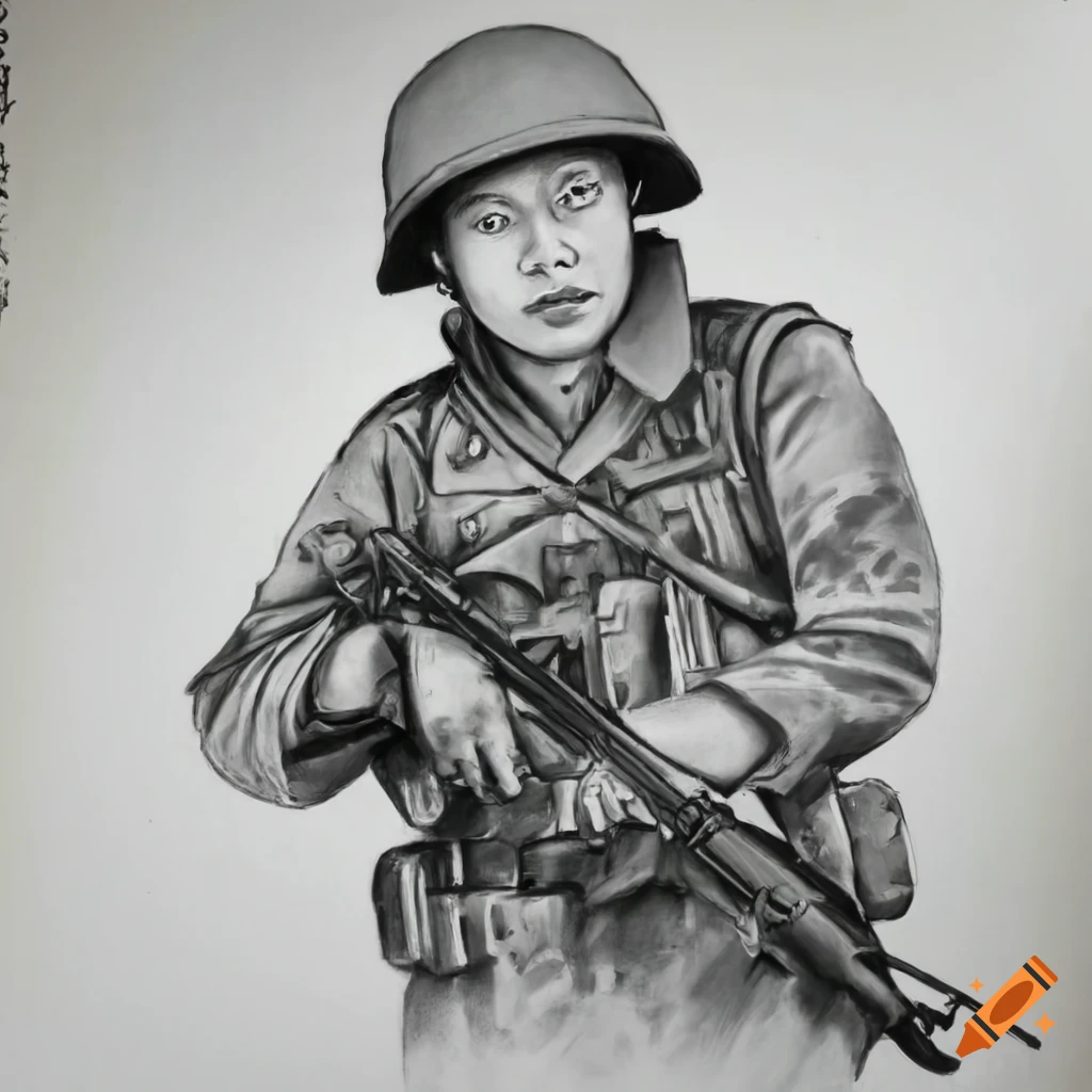 Contemporary artwork of a World War 2 Chinese soldier on Craiyon