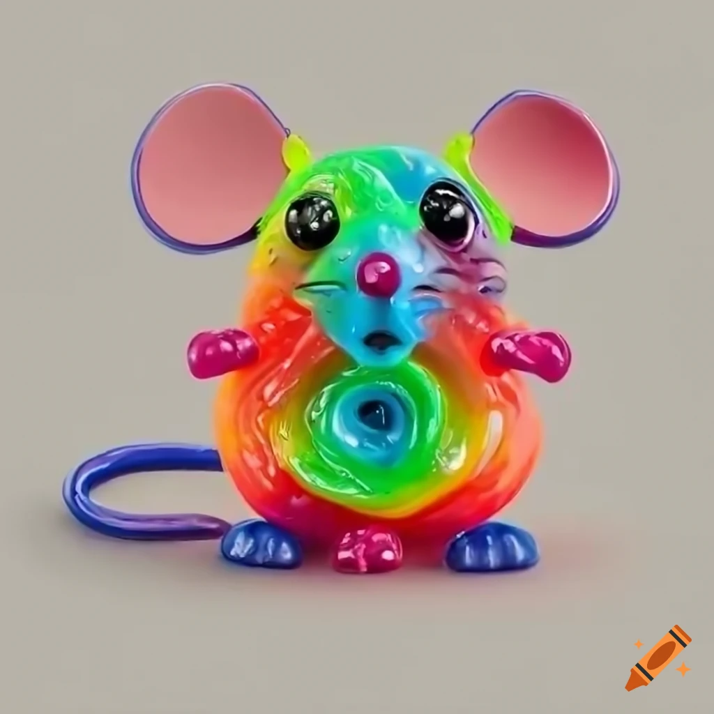 Storybook gummy candy mouse with rainbow gummy body in oil painting ...