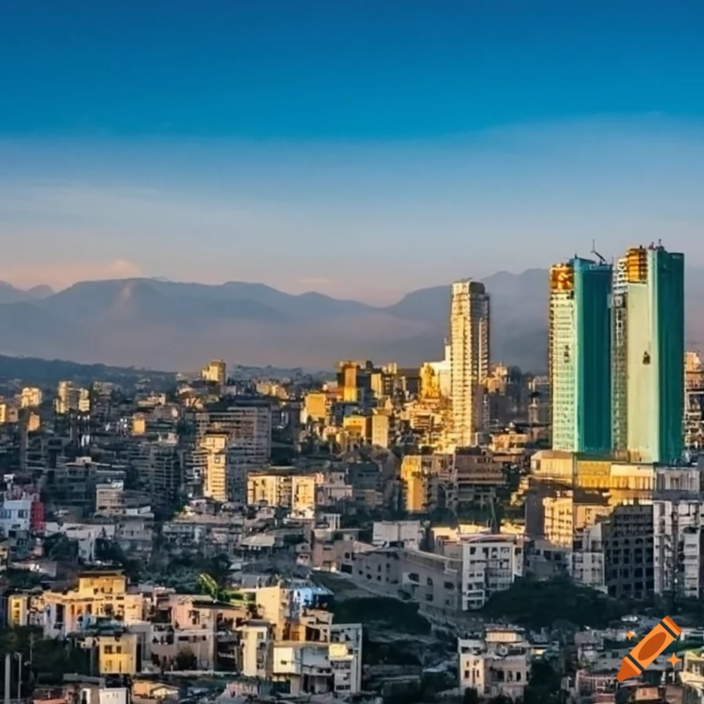 Big city nestled between two high mountains in pakistan on Craiyon