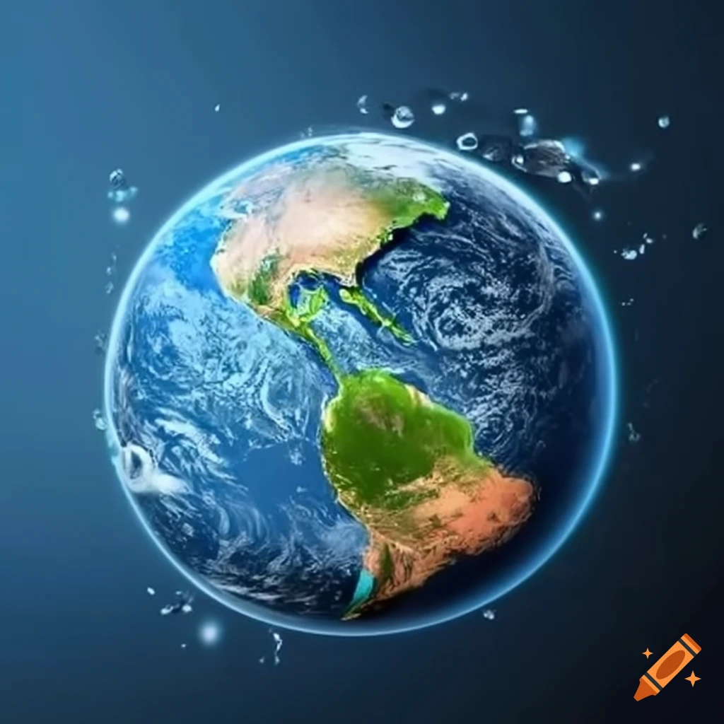 Earth showing water wastage on Craiyon