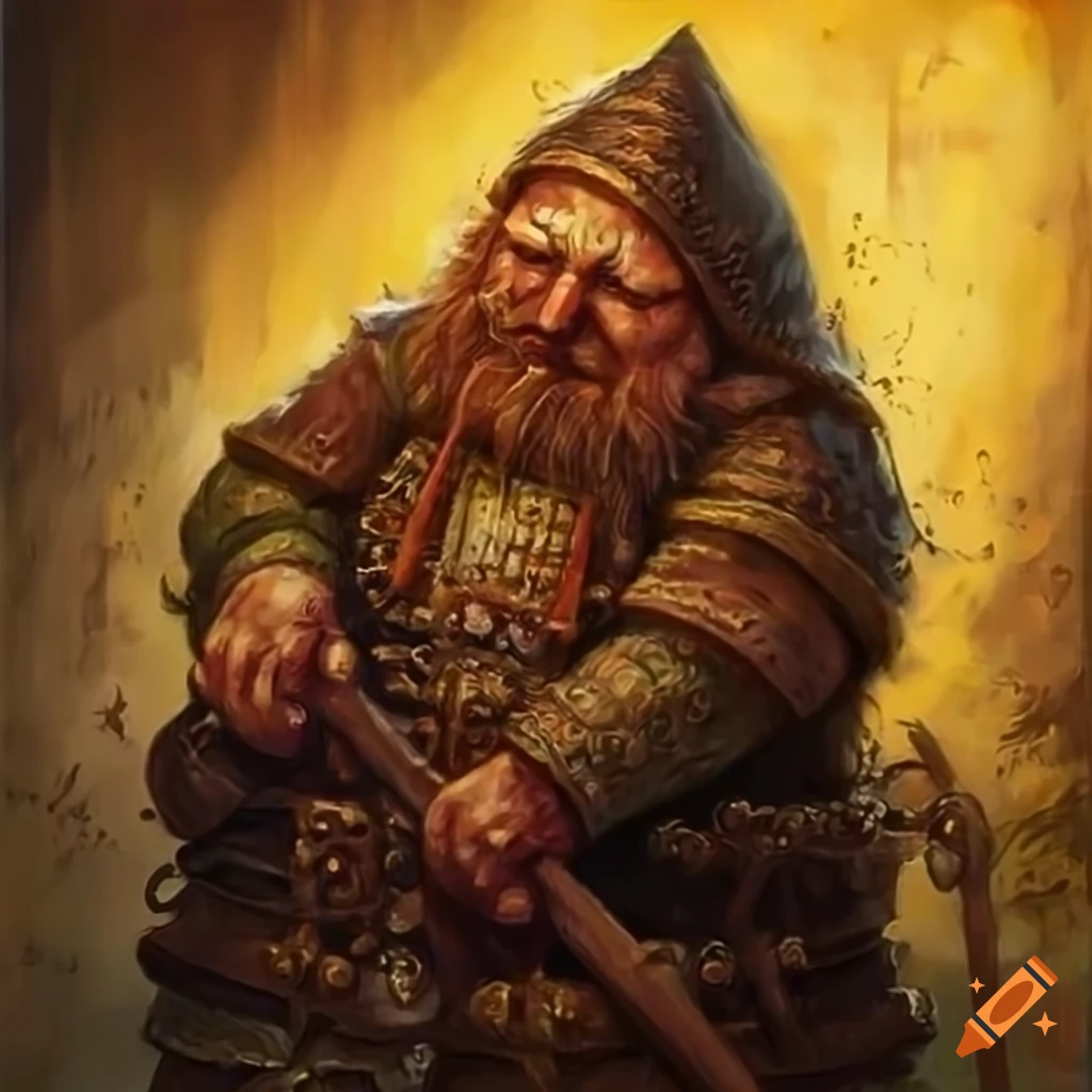 Slavic dwarf behind a bar in a fantasy painting on Craiyon