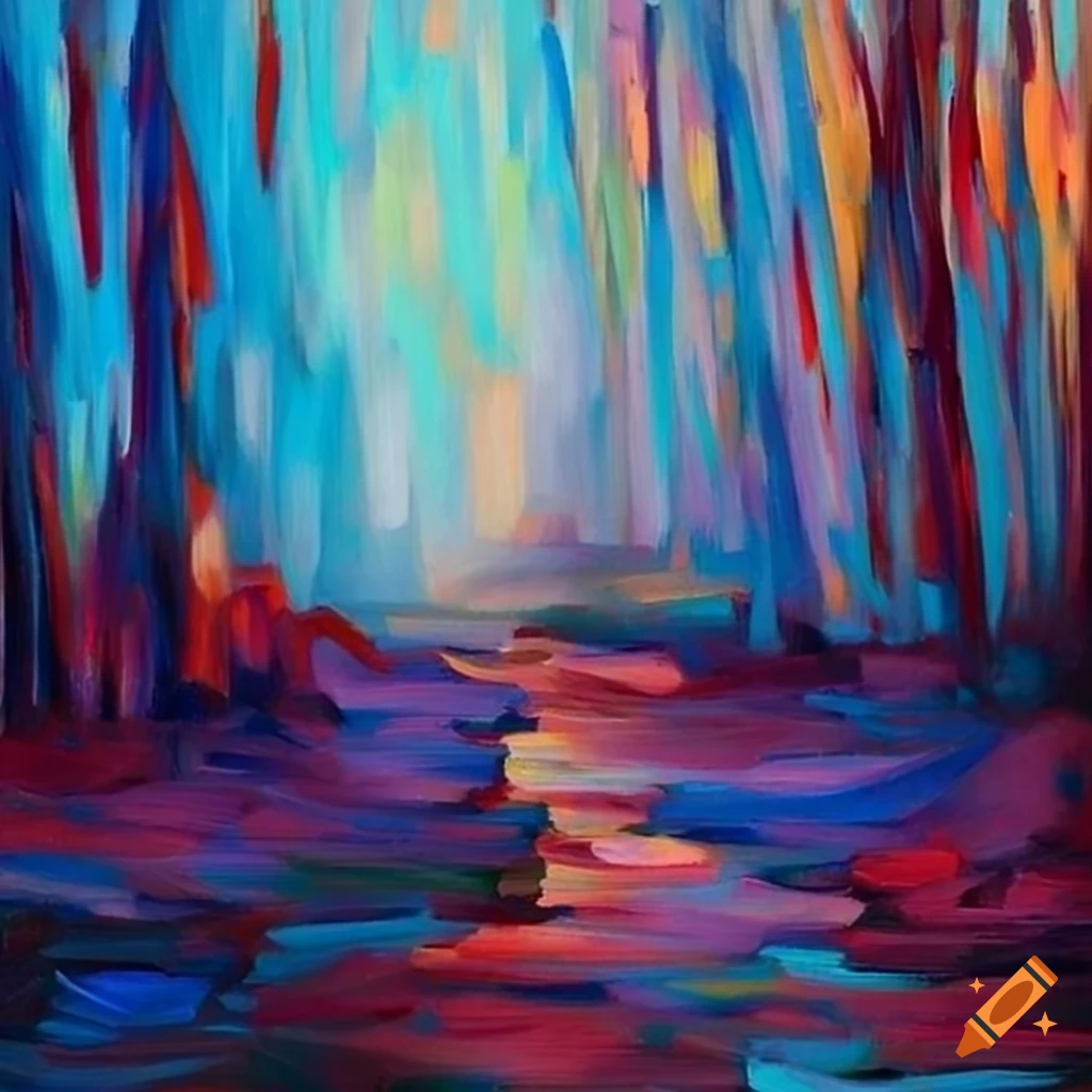 Abstract impressionist landscape painting on Craiyon