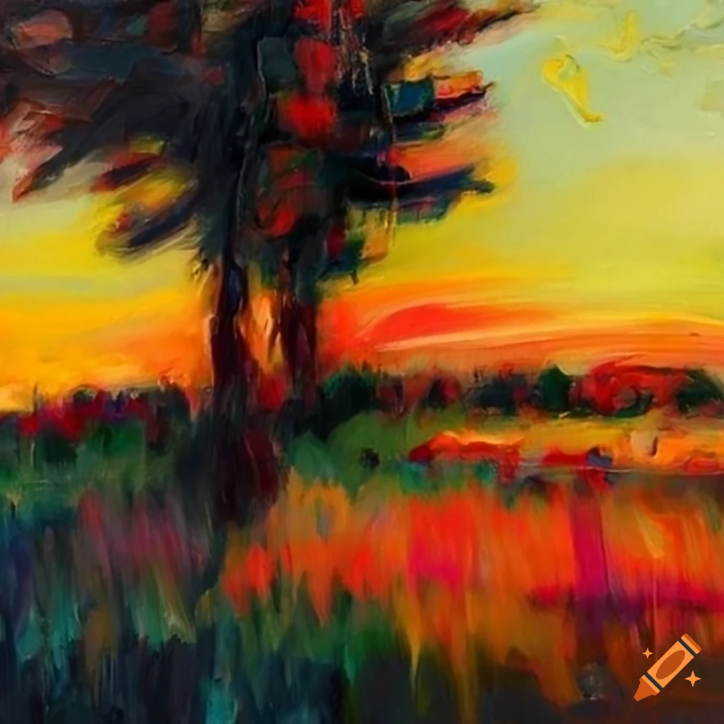 Abstract impressionist landscape painting on Craiyon