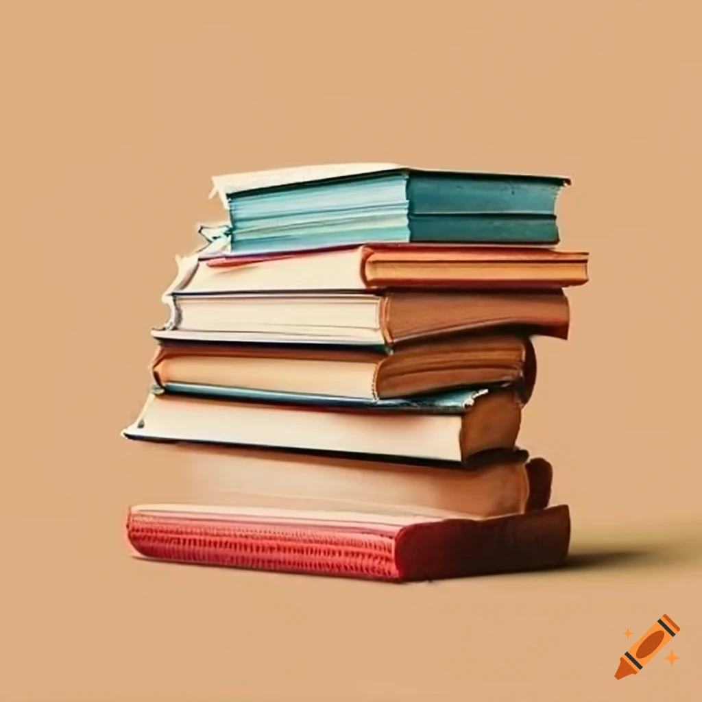 Pile of english books on the ground on Craiyon