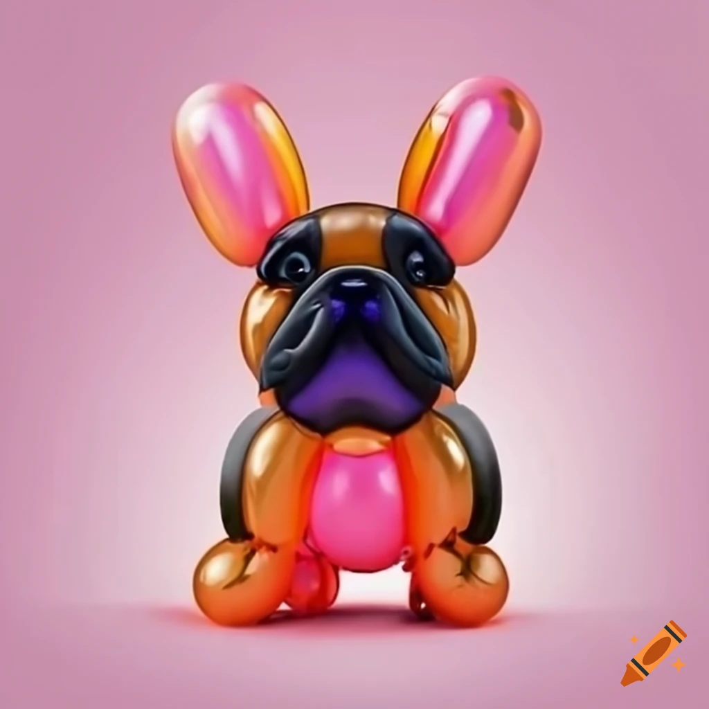 French bulldog balloon animal sculpture on Craiyon