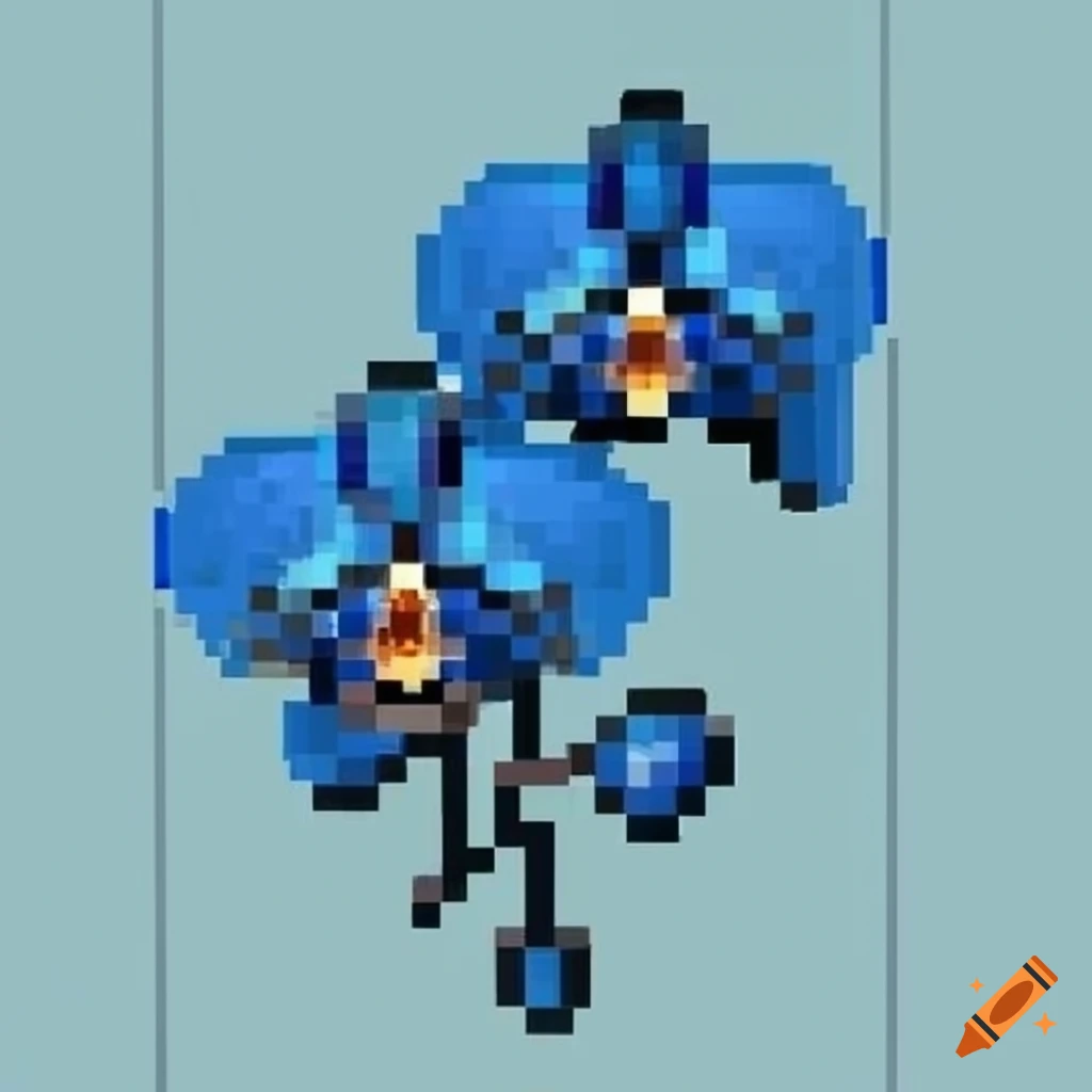 Pixel art blue orchid on Craiyon
