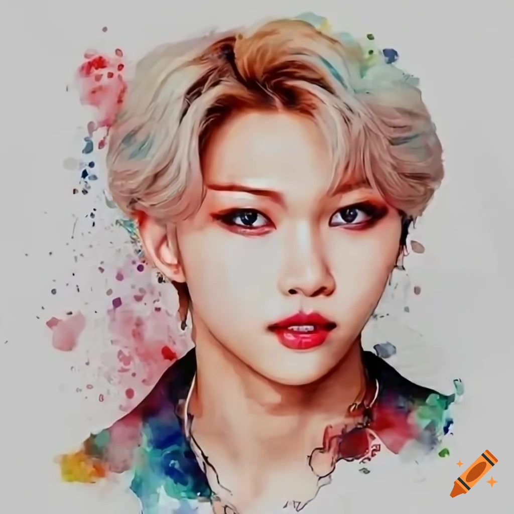 Dynamic illustration of stray kids' felix in detailed design on Craiyon